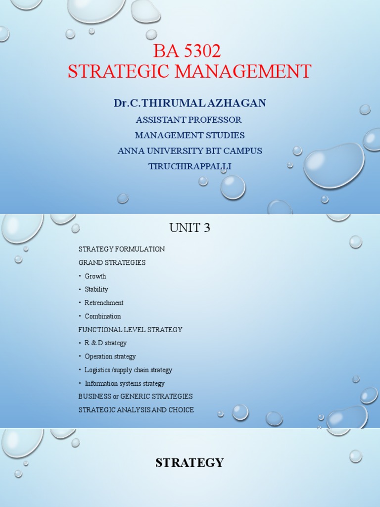 STRATEGIC MANAGEMENT Unit 3 | PDF | Strategic Management | Competence ...