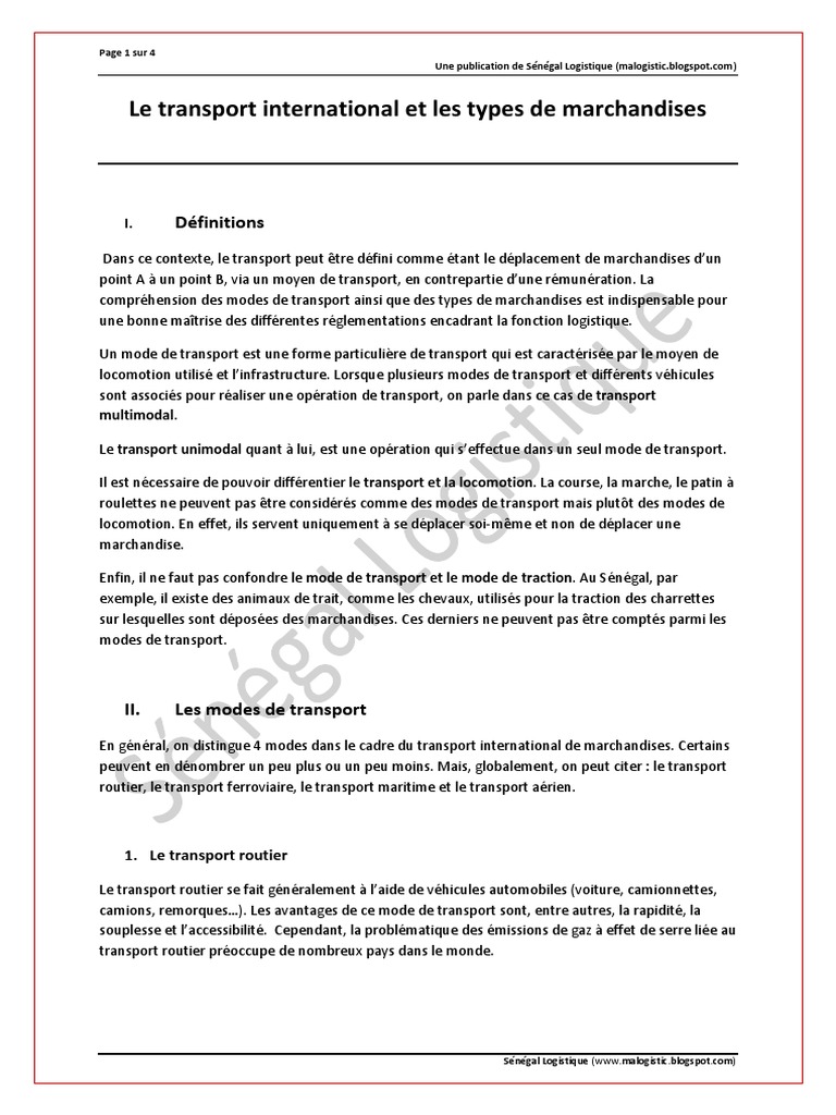Types de transport international expliqués | PDF