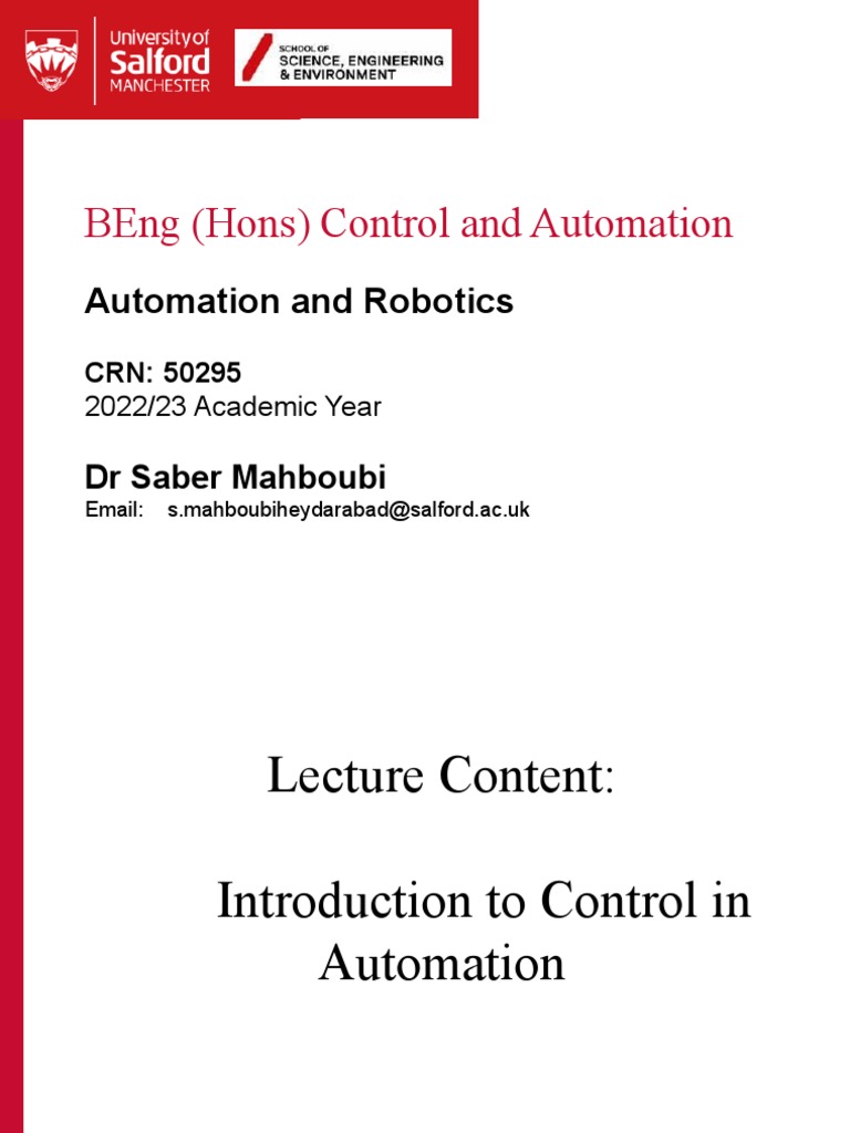 Automation and Robotics Lecture 1 | PDF