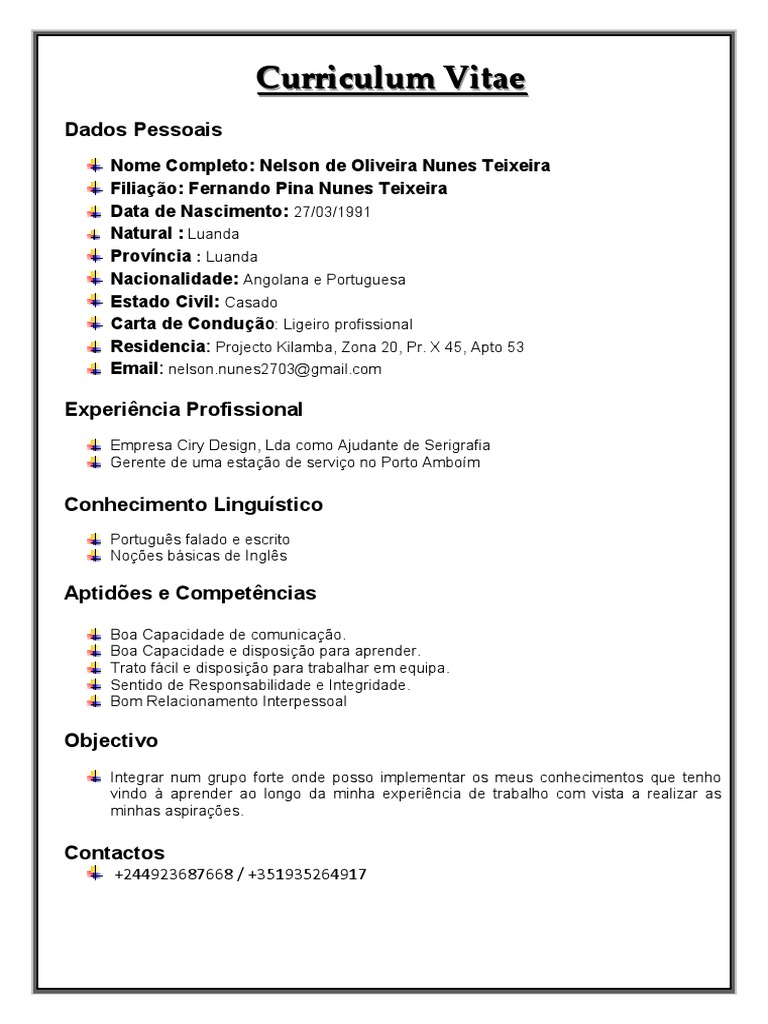 Modelo de Curriculum Simples | PDF