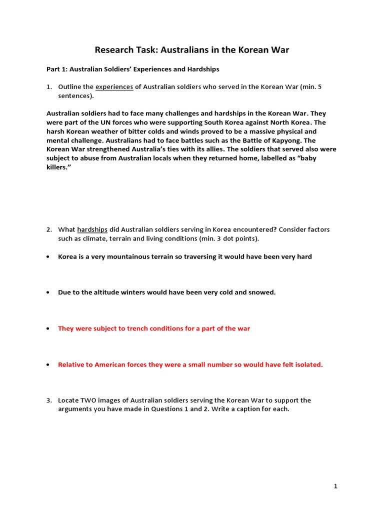 Korean War Worksheet | PDF