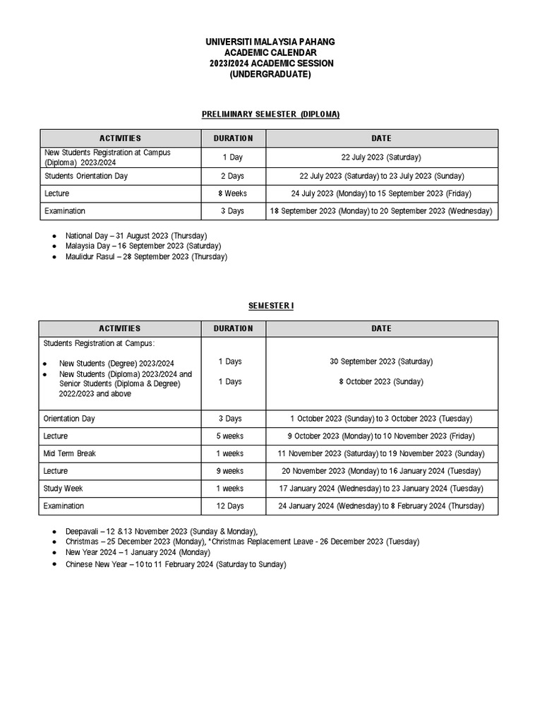 Academic Calendar 20232024 (Diploma and Degree) - 2 | PDF