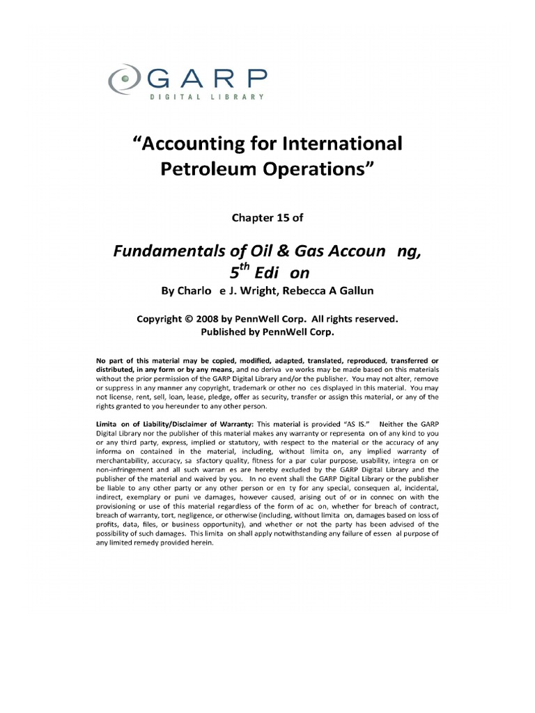 Accounting For International Petroleum Operations | PDF