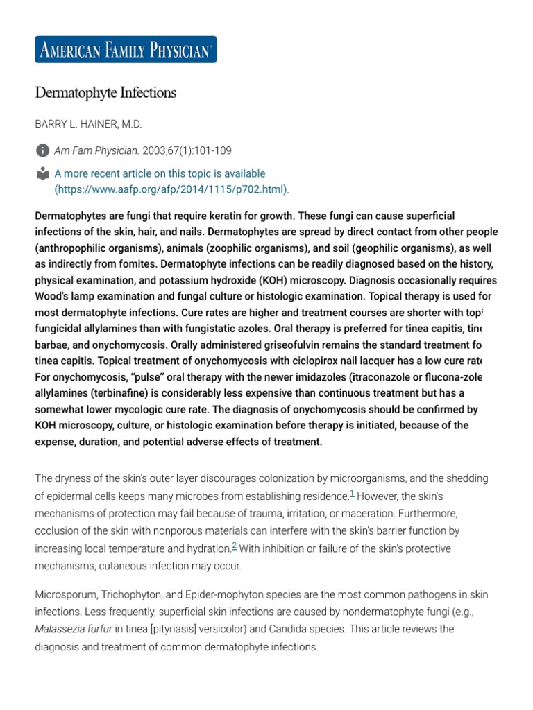 Dermatophyte Infections - AAFP | PDF