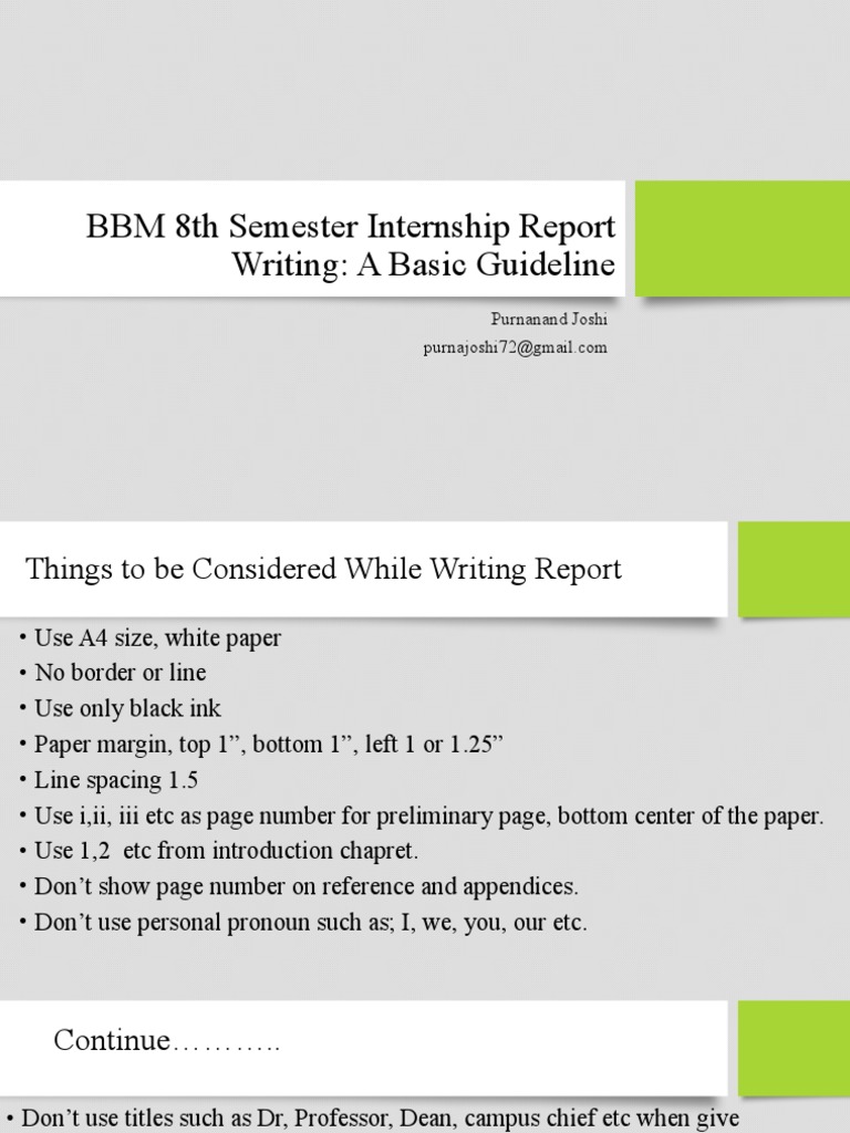 BBM 8th Sem Report Writing | PDF