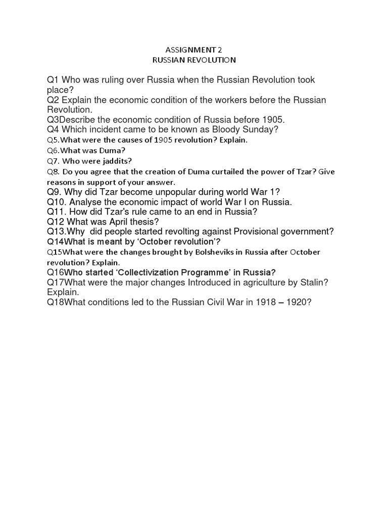Assignment 2 Russian Revlotution | PDF | Politics