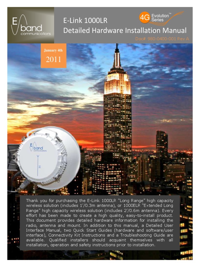 E-Band Antenna Manual | PDF | Electrical Connector | Optical Fiber