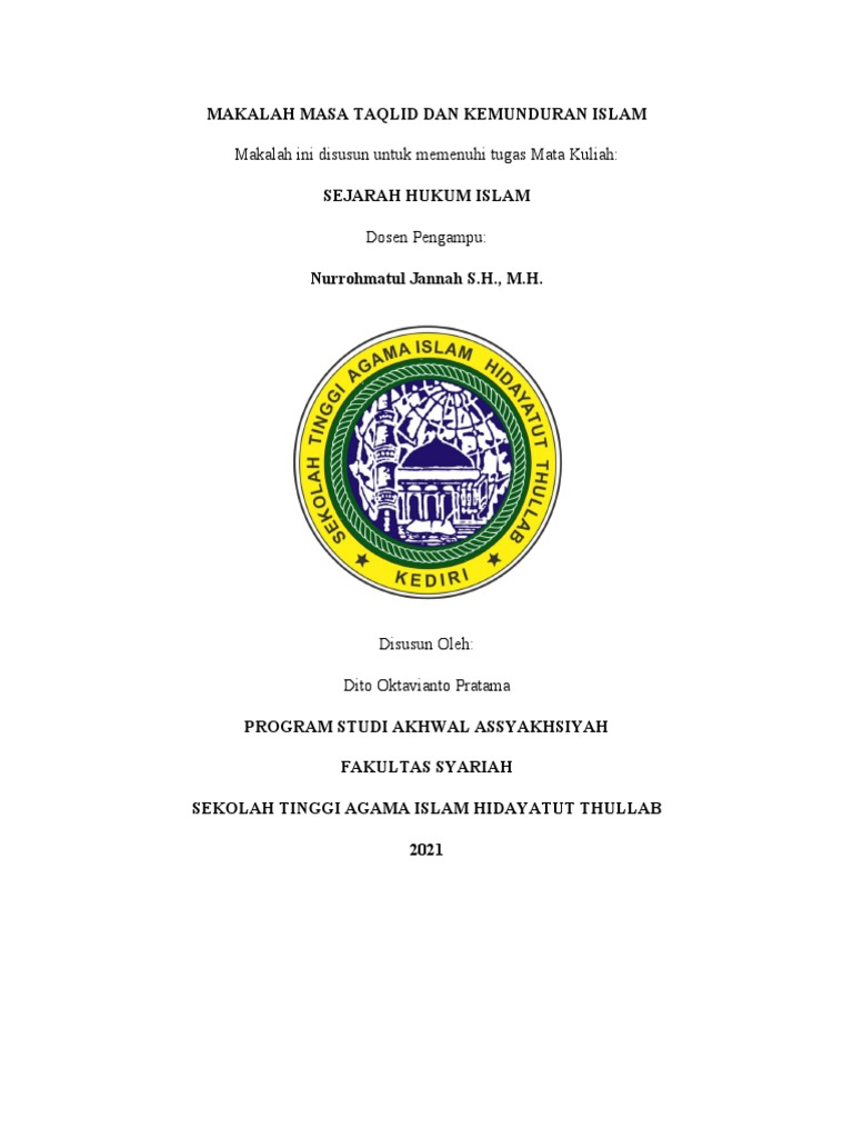 Makalah Masa Taqlid Dan Kemunduran Islam | PDF