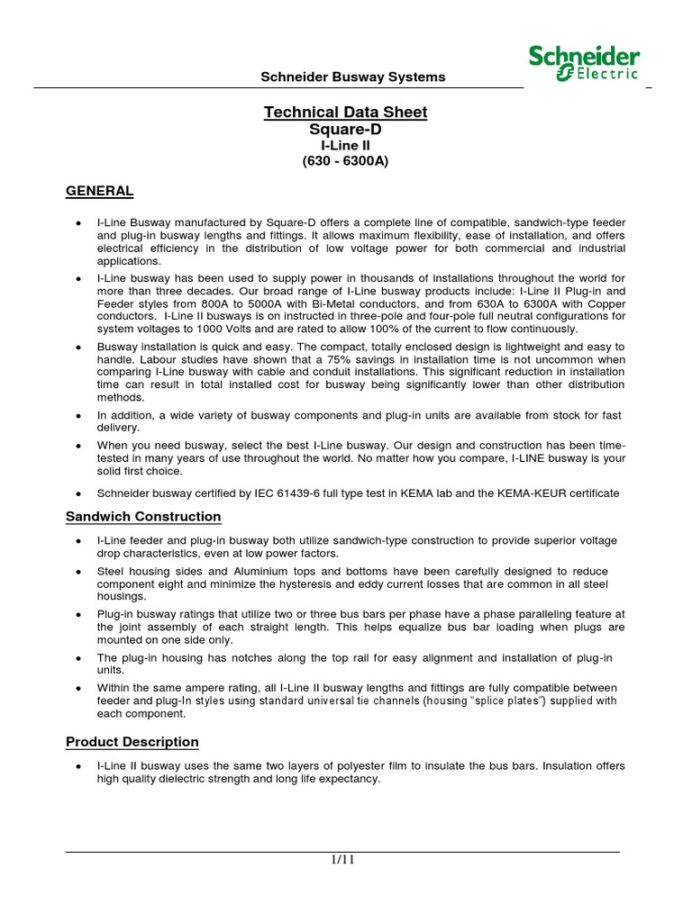 Busway - ILine II Data Sheet | PDF | Smoke | Electrical Conductor Busway - ILine II Data Sheet | PDF | Smoke | Electrical Conductor