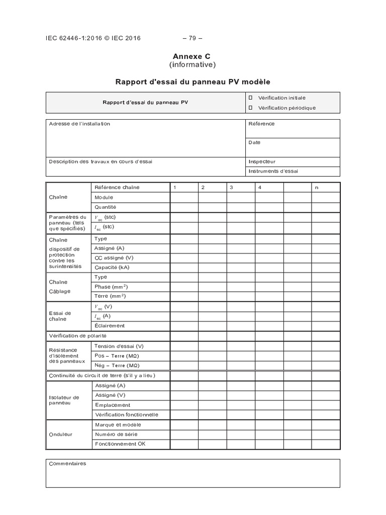 Modele Rapport D'essai Champ PV | PDF