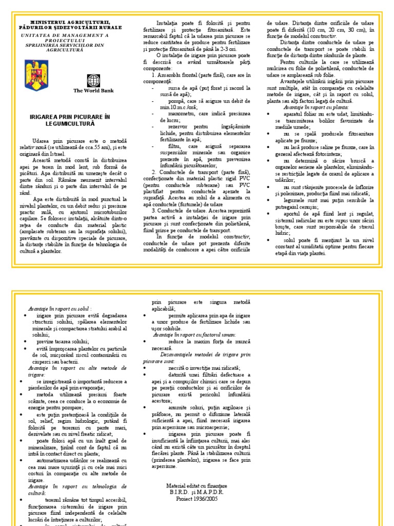 Pliant Irigare Prin Picurare | PDF