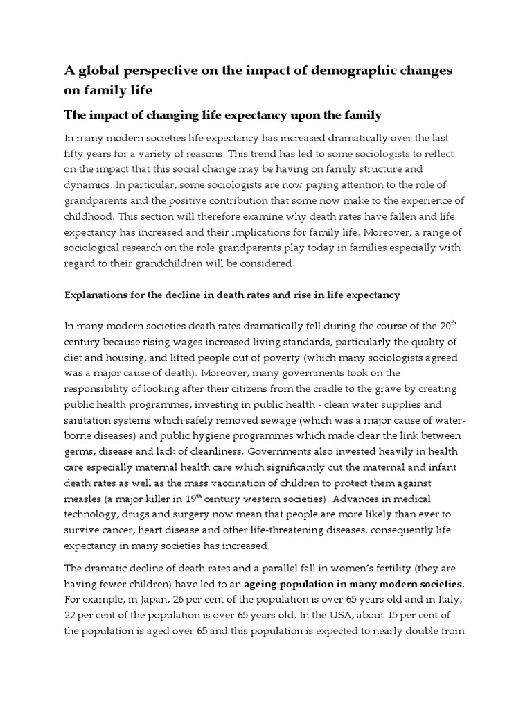 A Global Perspective On The Impact of Demographic Changes On Family ...