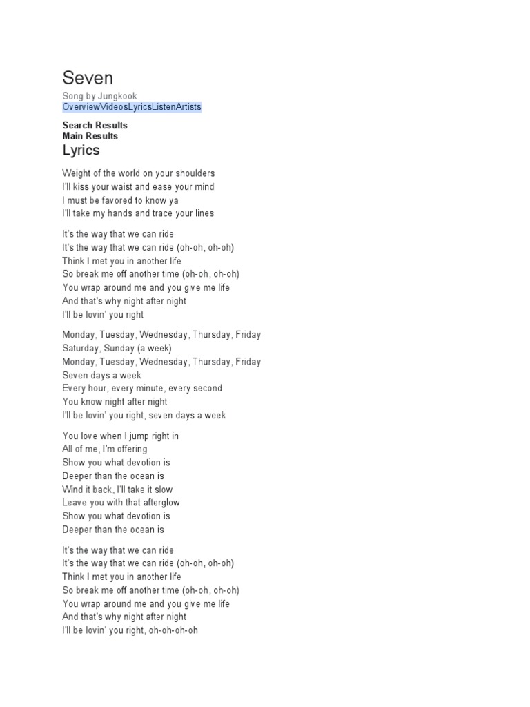 Seven | PDF | Workweek And Weekend