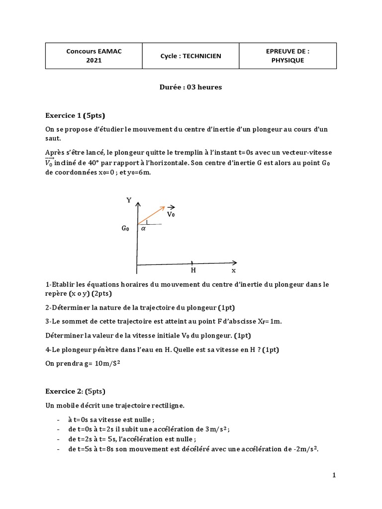 Annales 2021 Physique - Technicien | PDF | Sciences et mathématiques