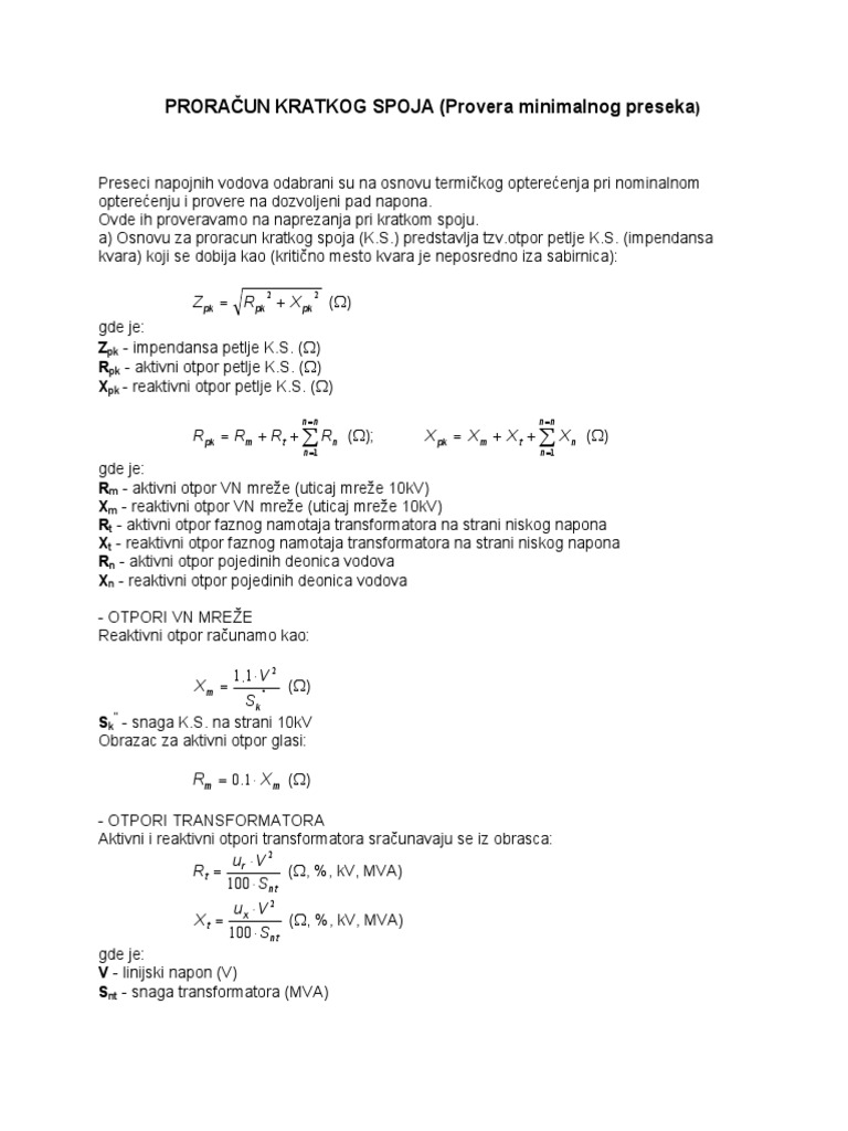 5.proracun Kratkog Spoja - Tekstualni Deo | PDF