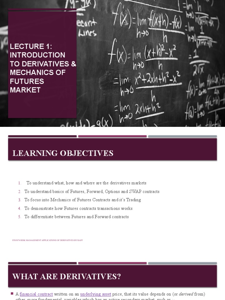 LECTURE WEEK 1 Derivatives | PDF