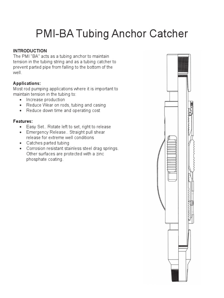 PMI-BA Tubing Anchor | PDF | Pipe (Fluid Conveyance) | Anchor