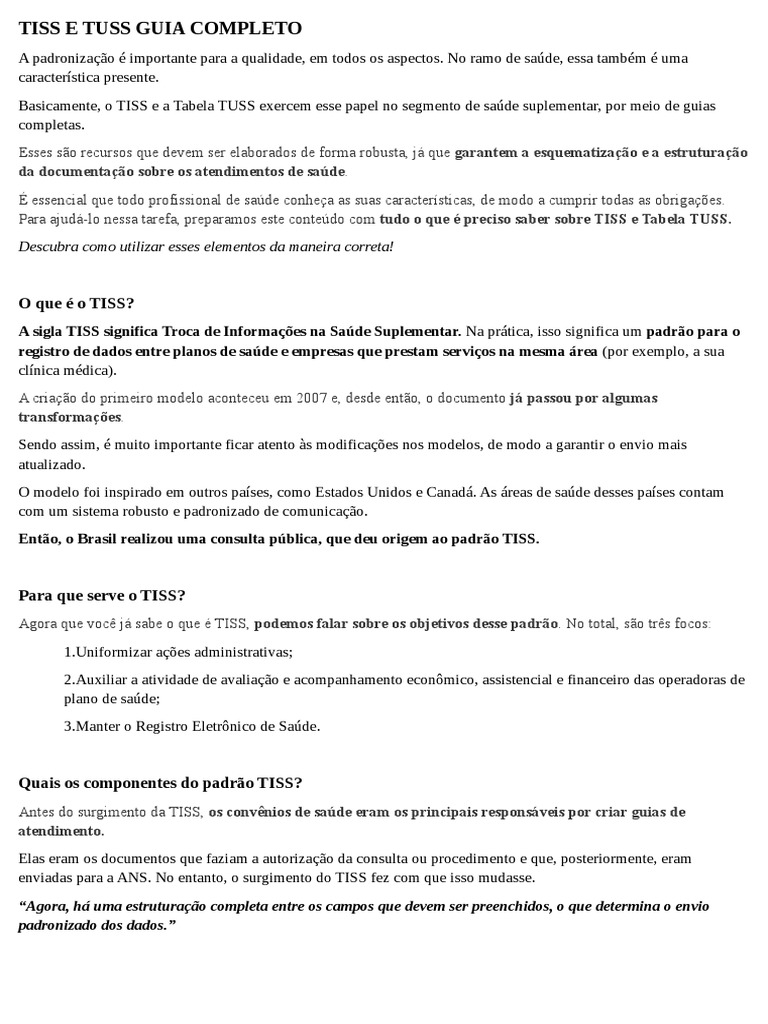 Tiss e Tuss Guia Completo | PDF | Comunicação | Informação