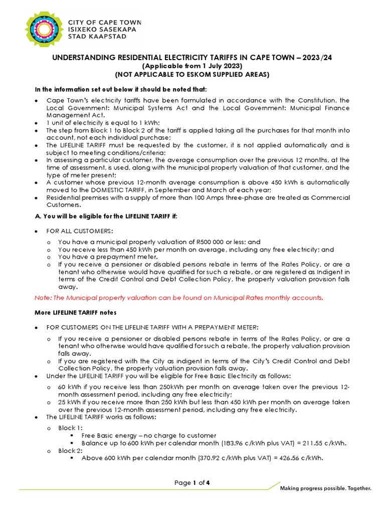 Understanding Residential Electricity Tariffs | PDF