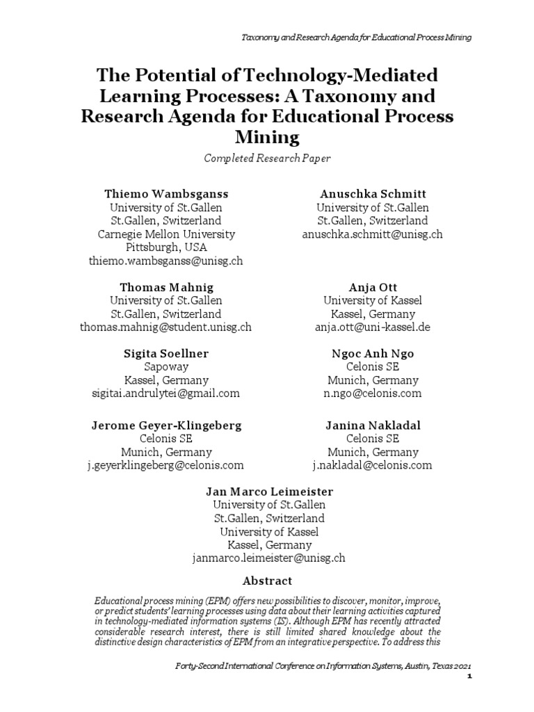 Educational Process Mining - 2021 | PDF | Learning | Educational Technology