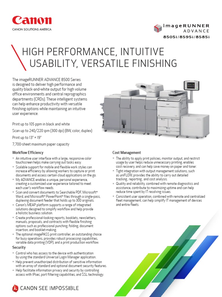 Canon imageRUNNER ADVANCE 8505i Brochure | PDF
