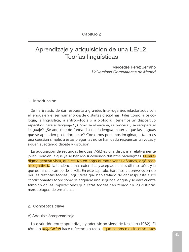 Lectura 1 | PDF | Aquisición de idioma | Aprendizaje