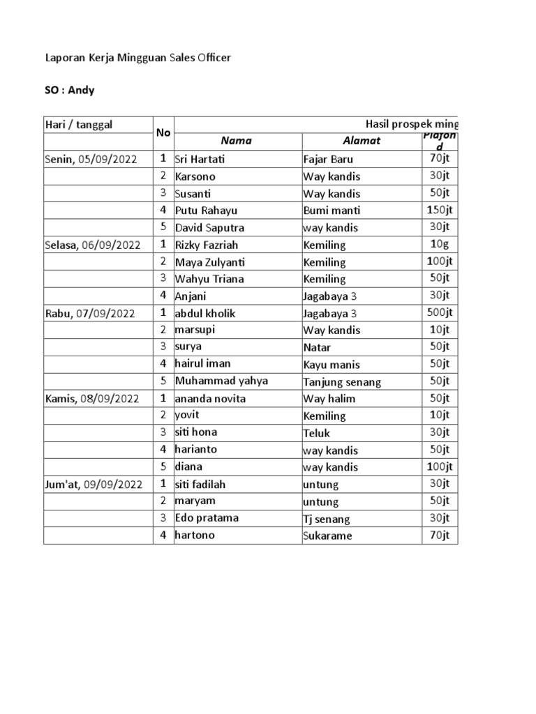Laporan Mingguan So Andy-3-1 | PDF