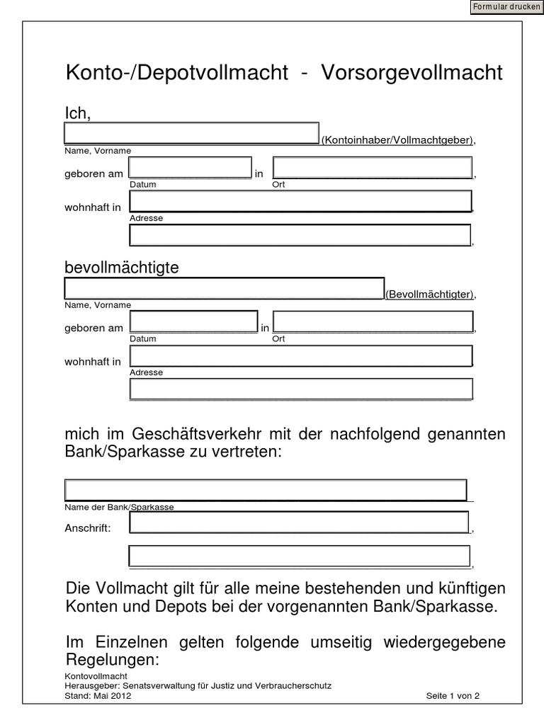 Kontovollmacht | PDF