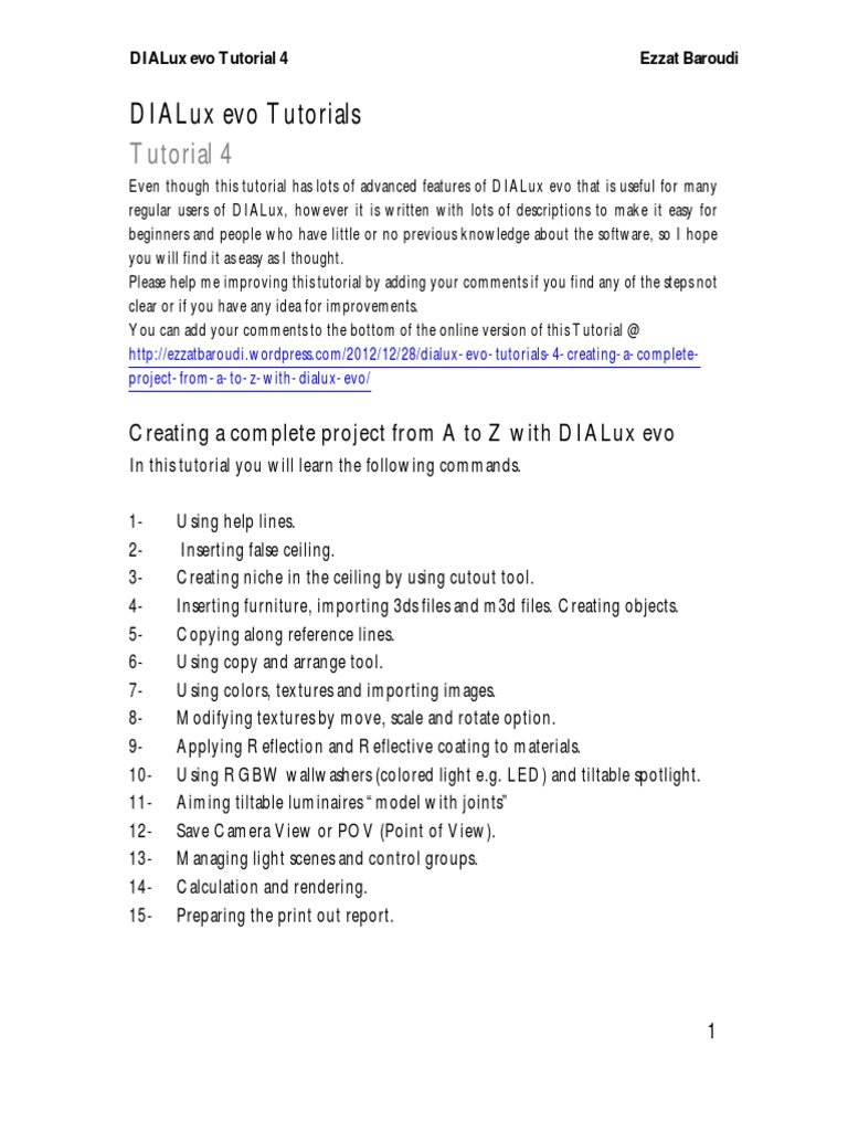 Dialux Evo Tutorial 04 Ezzat Baroudi Creating A Complete Project PDF | PDF | Color Balance | Color