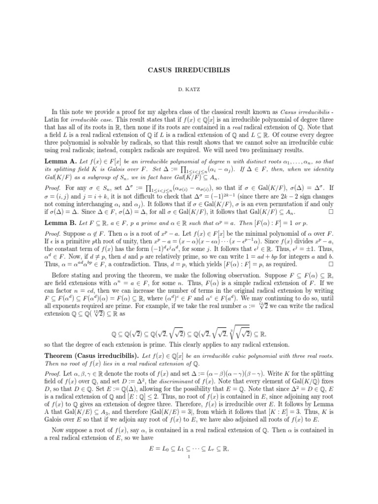 Casus Irreducibilis | PDF | Algebra | Algorithms