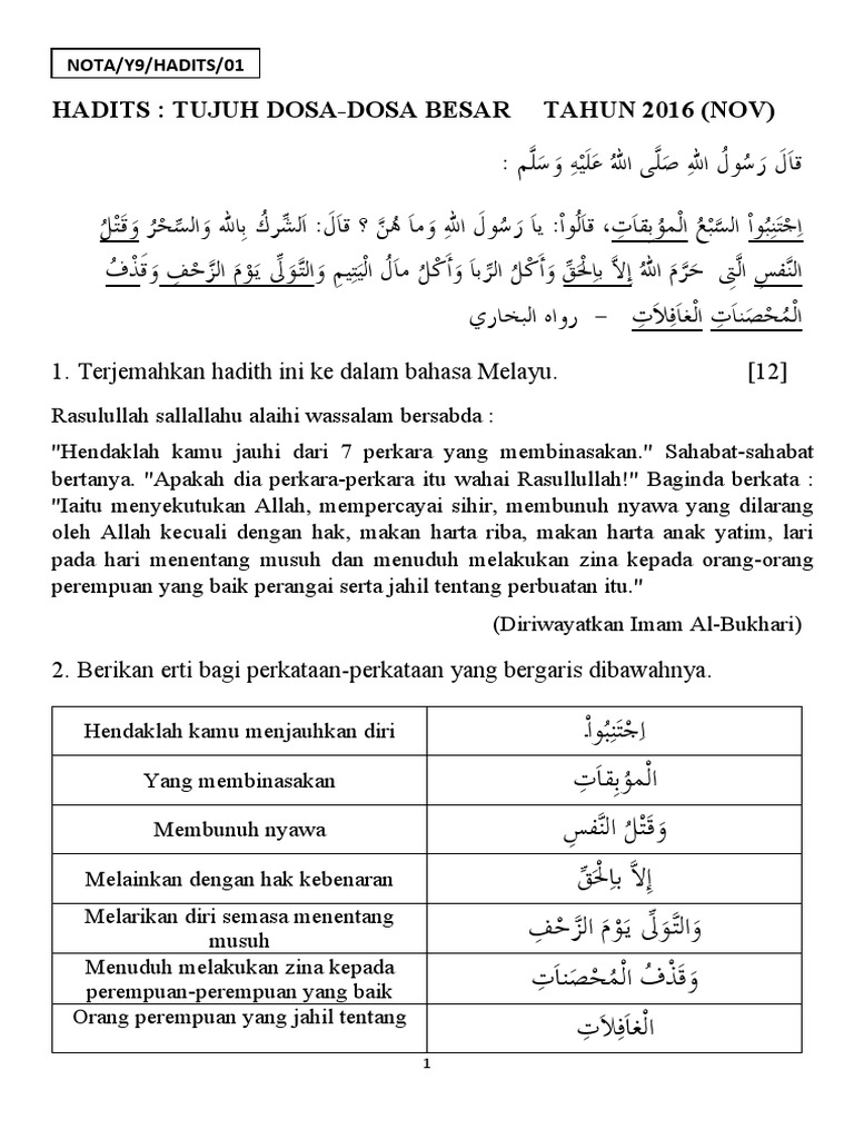 Tujuh Dosa Besar dalam Islam | PDF