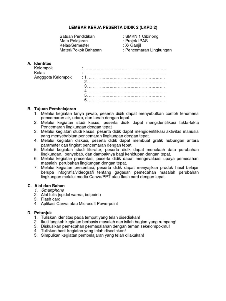 LKPD 2 Pencemaran Lingkungan | PDF