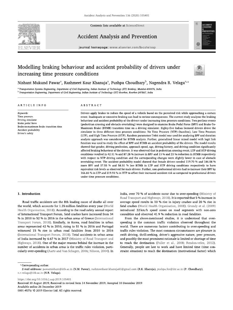 Modelling Braking Behaviour | PDF