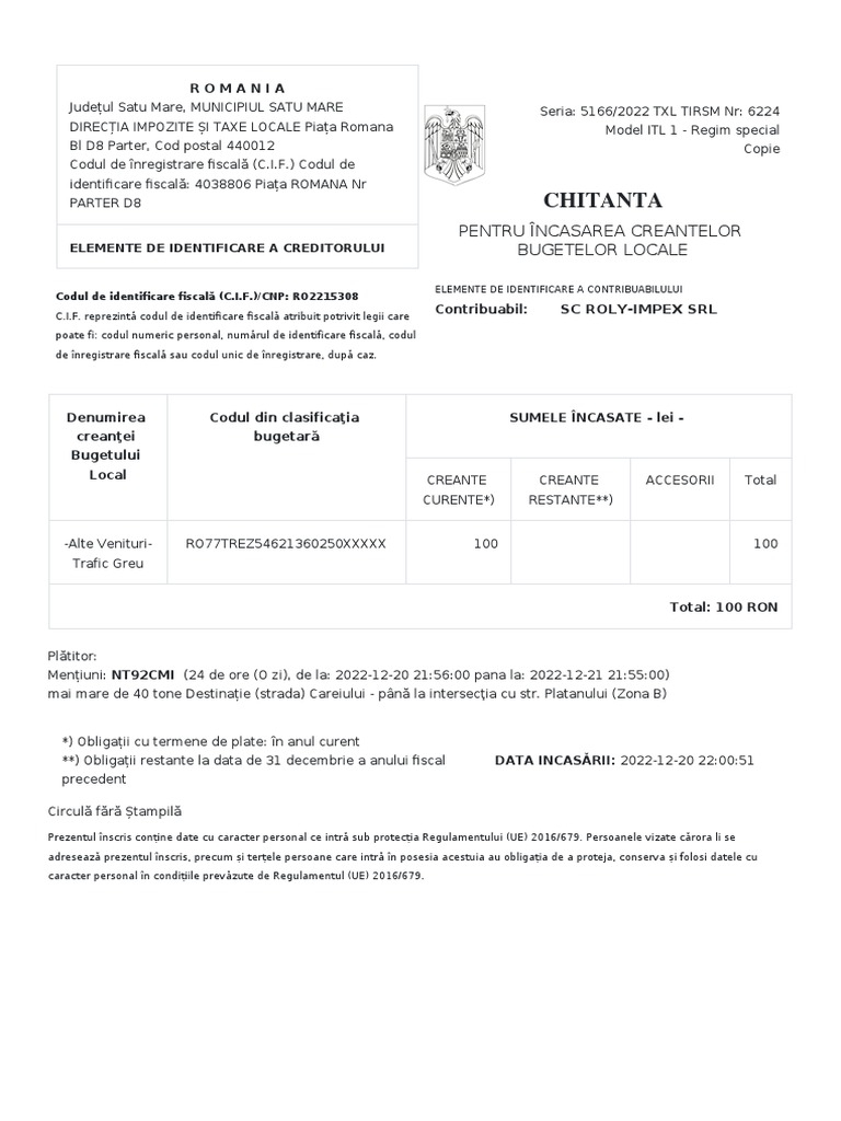 Chitanta 6224 | PDF