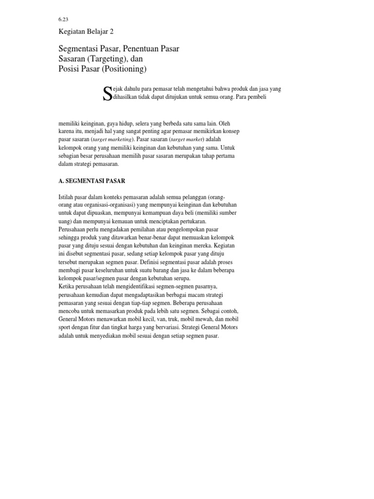 Segmentasi dan Penentuan Pasar Sasaran | PDF | Ilmu Sosial