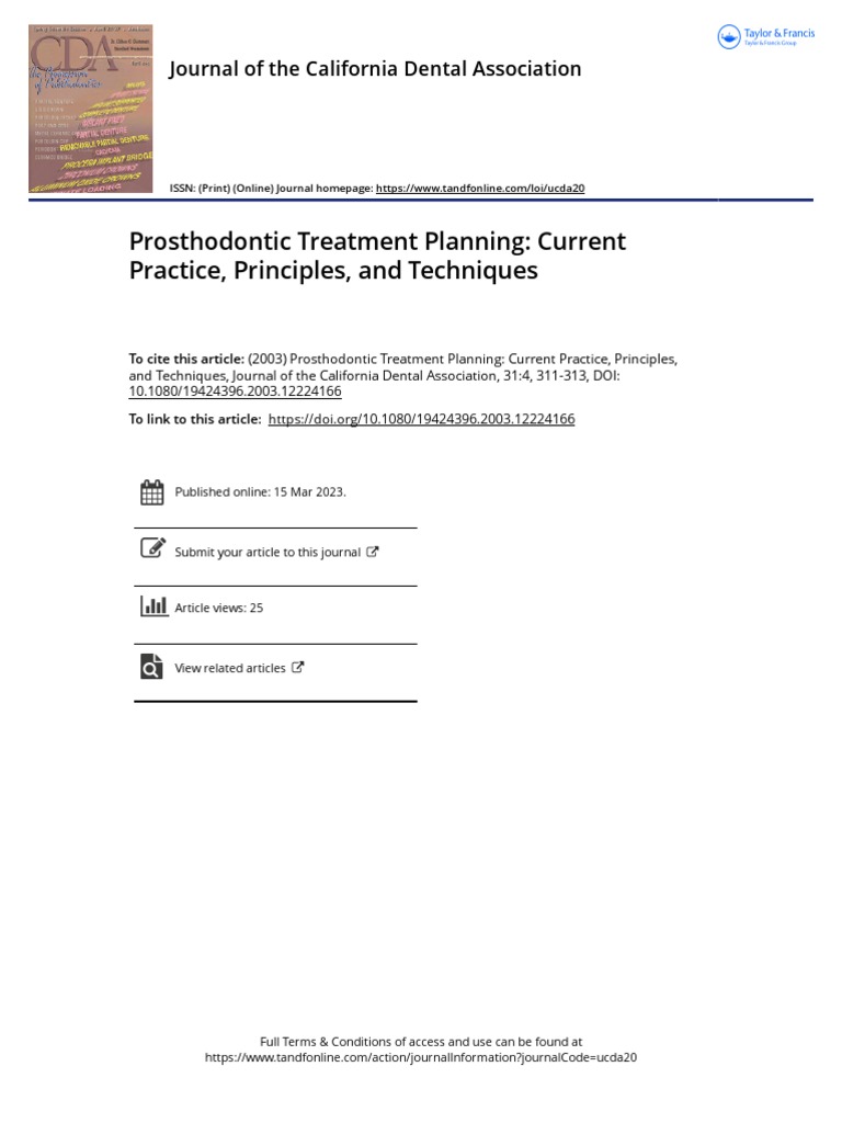 Prosthodontic Treatment Planning Current Practice Principles and Techniques | PDF | Dentistry ...