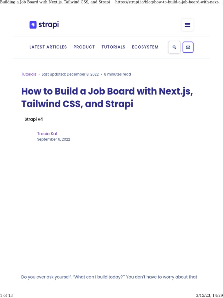 Build a Job Board with Next.js & Strapi | PDF | Software Engineering | Software