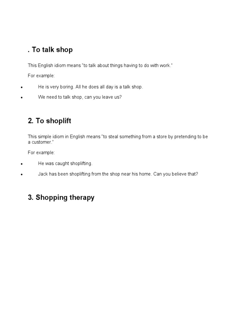 Shopping Idioms | PDF