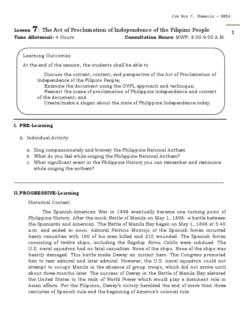 Chapter 7 Independence Act of Proclamation | PDF | History