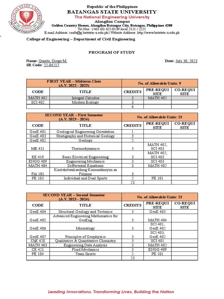 Quinto Diego M. - POS .Docx 1 | PDF | Engineering | Mathematics