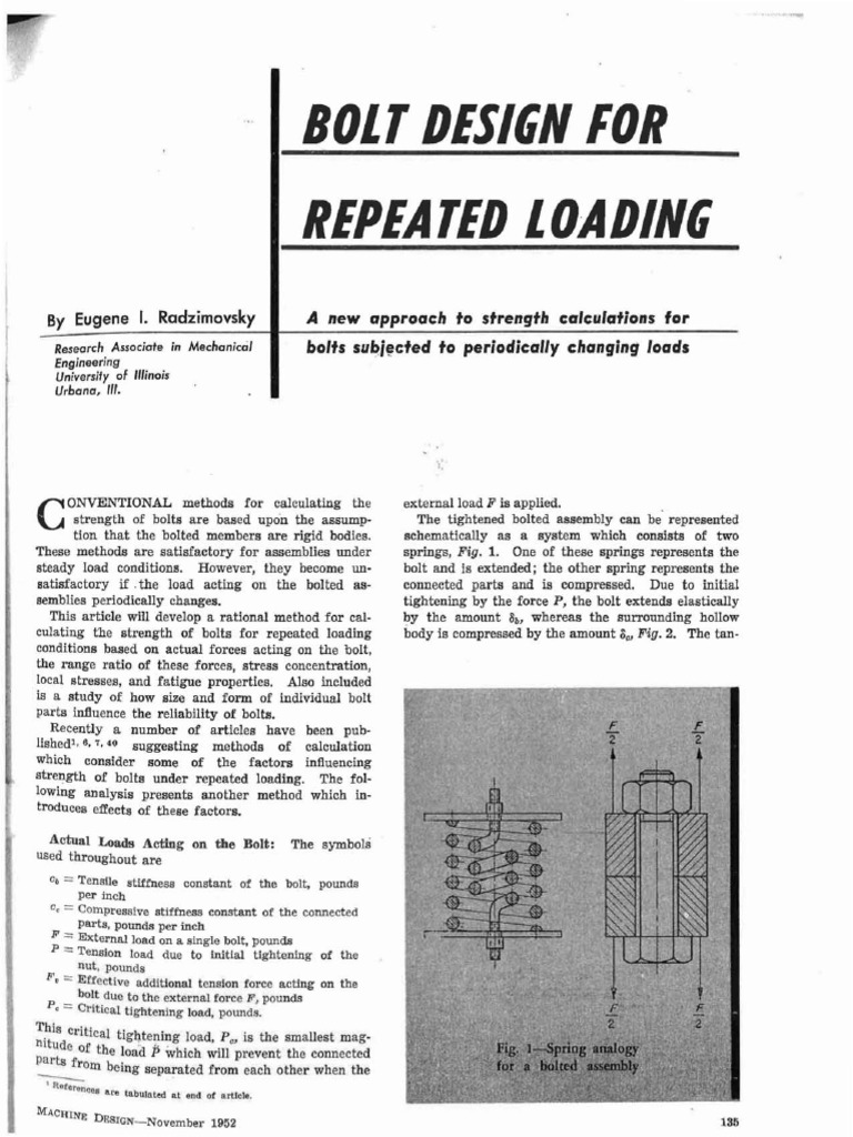 Bolt Design For Repeated Loading | PDF | Strength Of Materials | Force