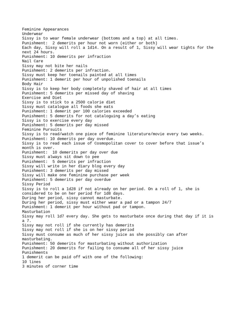 Sissy Rules | PDF