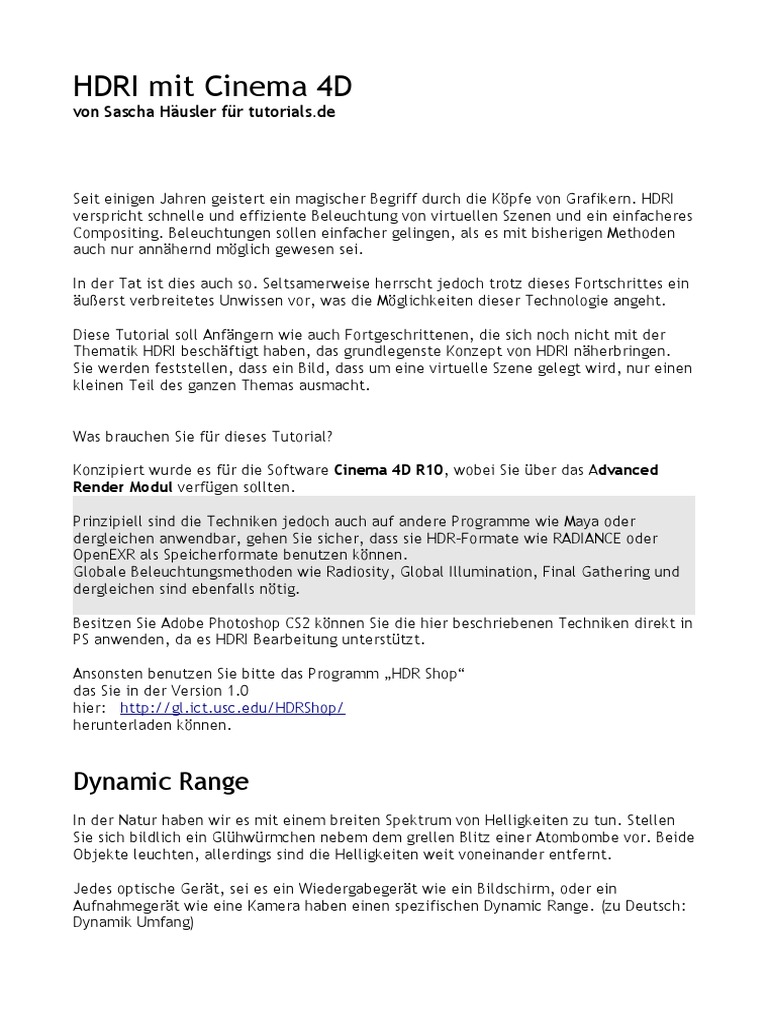 c4d Hdri Tutorialr23r23r | PDF