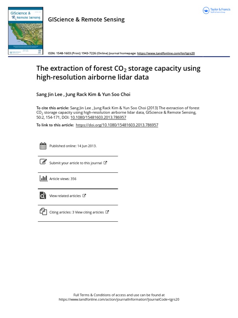 The Extraction Of Forest Co2 Storage Capacity Using High Resolution Airborne Lidar Data Pdf