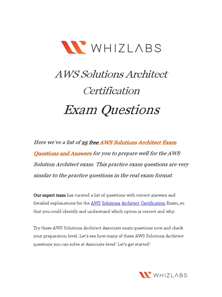 Aws Solutions Architect Associate Exam Questions | PDF