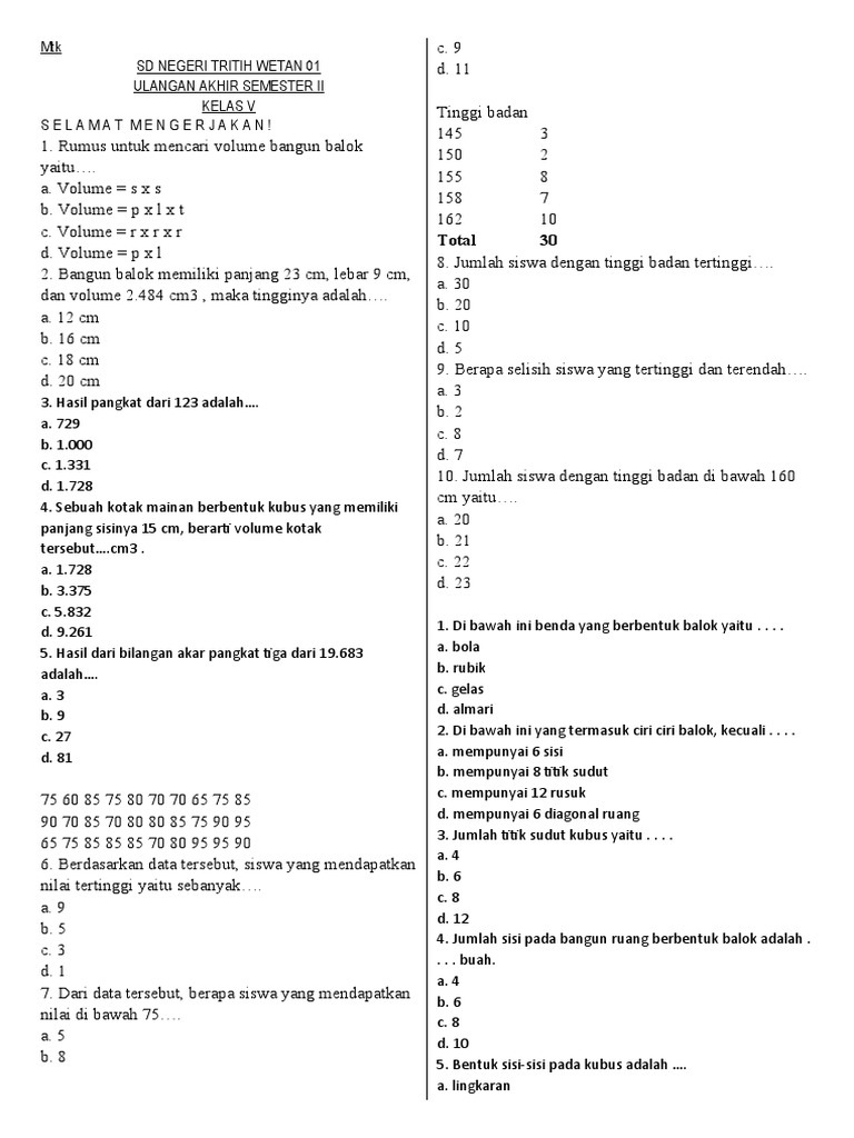 UAS MTK SMT 2 KLS 5 | PDF