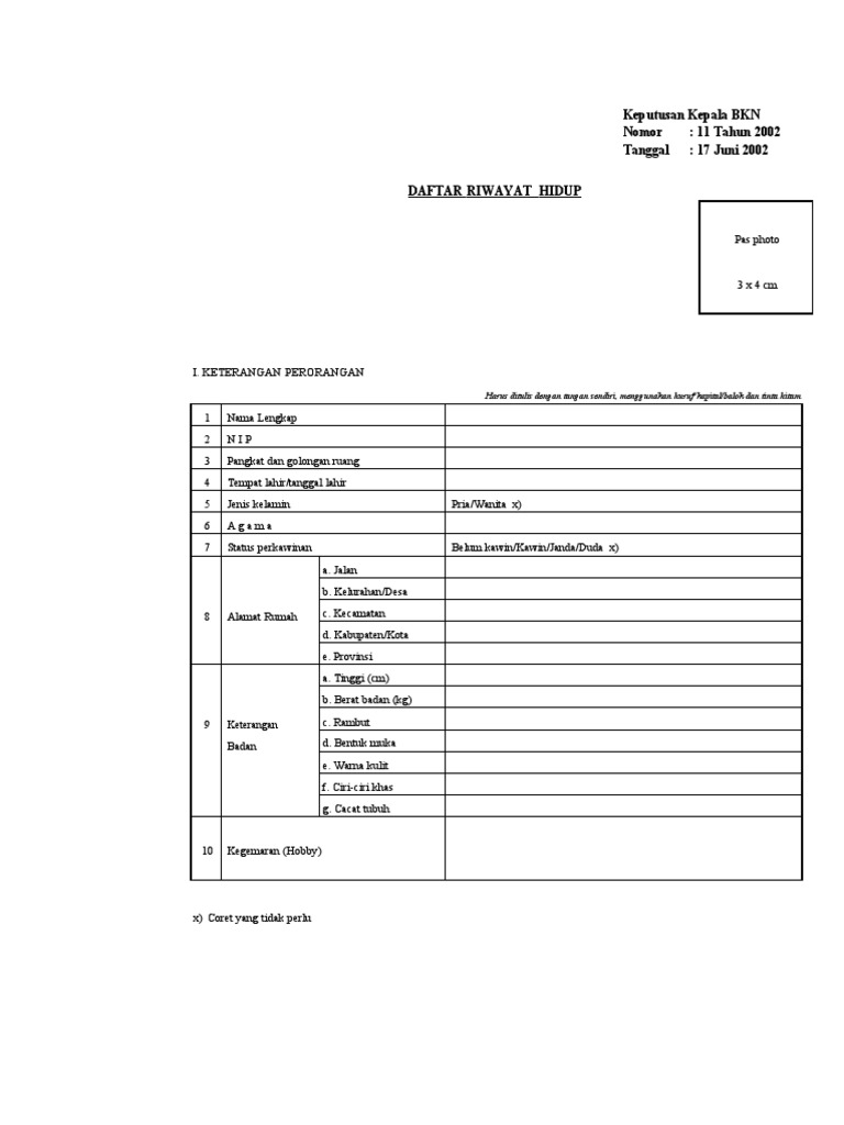 Blanko DRH Cpns | PDF