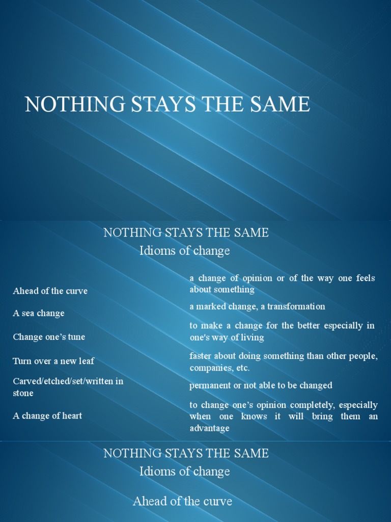 Nothing Stays The Same | PDF