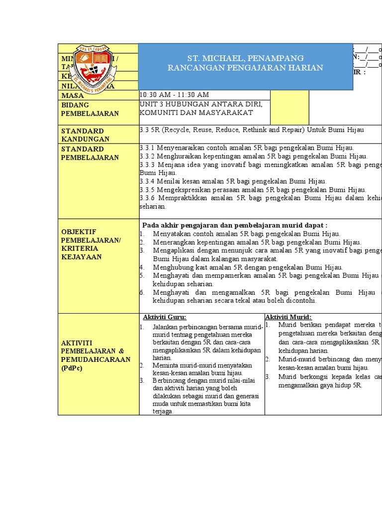 RPH Moral 3 Bestari 24 July | PDF