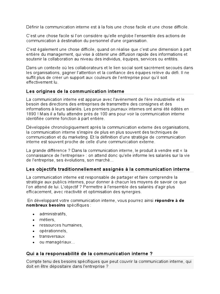 Définir La Communication Interne | PDF